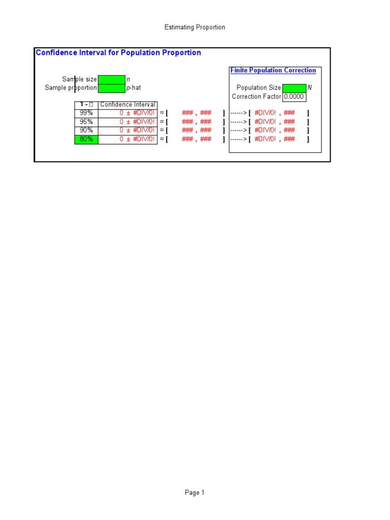 Estimating Population Proportions with Confidence Intervals | PDF