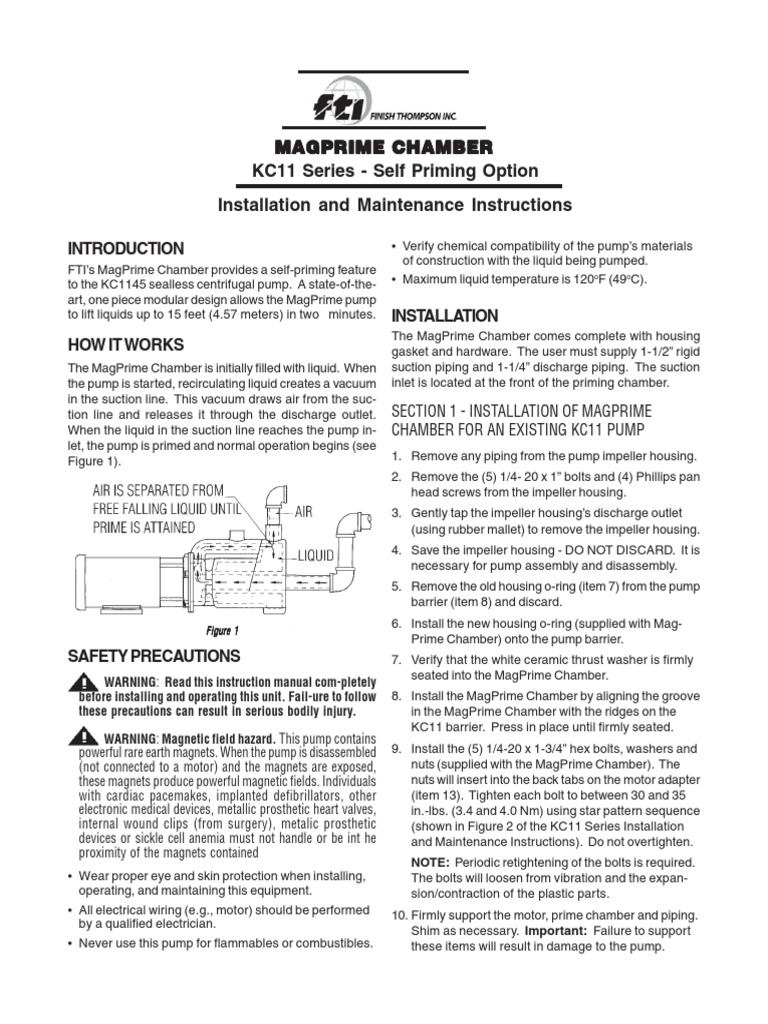 Manual CP KC11 MagPrime | PDF | Pump | Screw