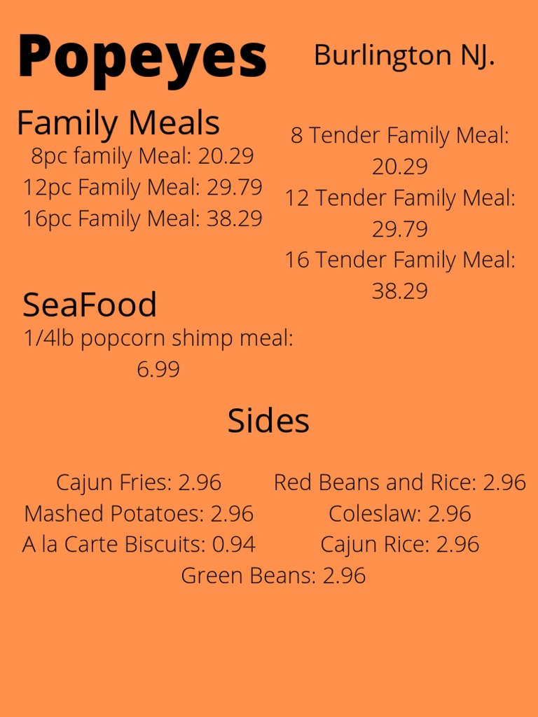 Popeyes Menu 2 | PDF