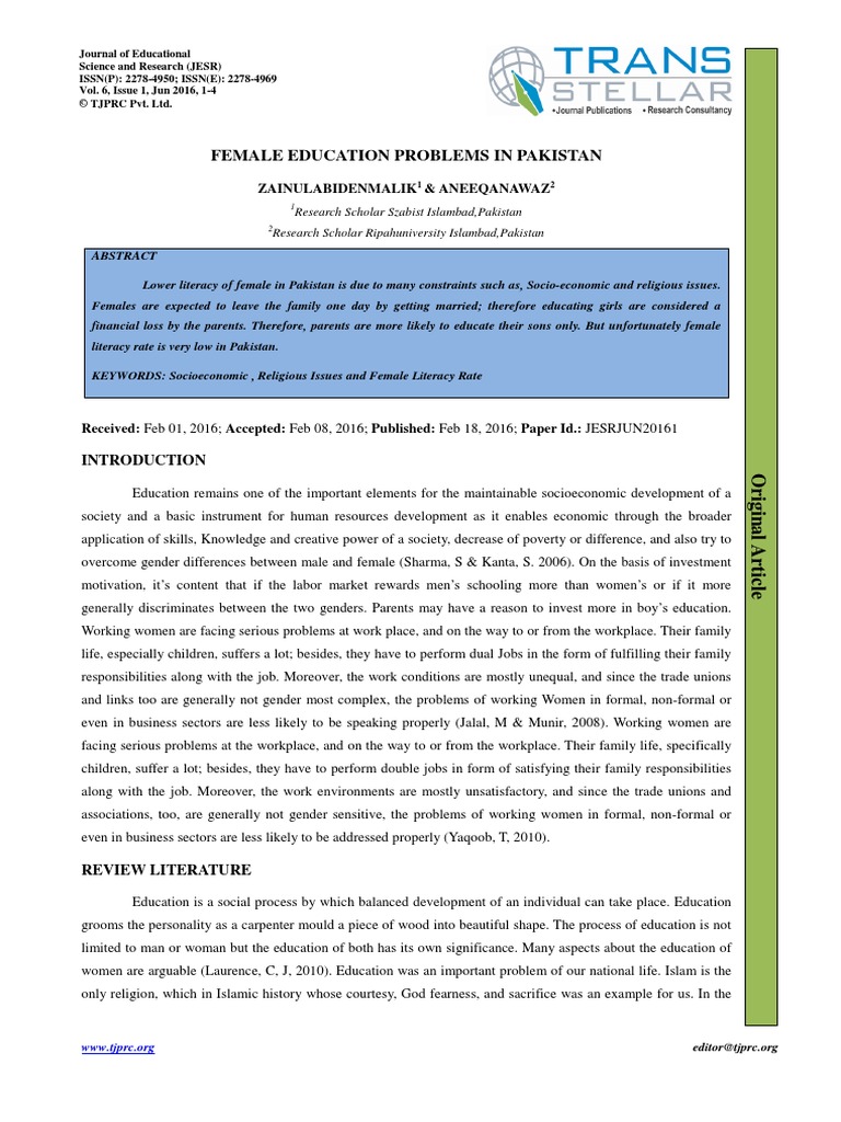 Female Education PDF | PDF | Female Education | Family