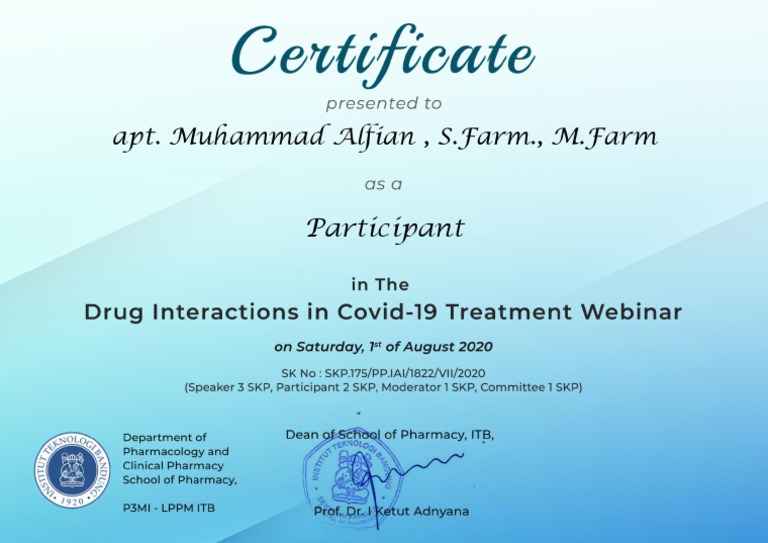 Sertifikasi Muhammad Alfian, S.Farm. | PDF