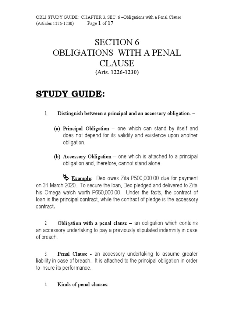 Understanding Penal Clauses in Contracts | PDF | Damages | Breach Of ...