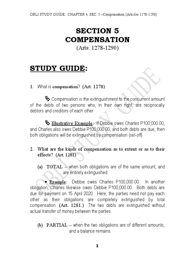 CHAPTER 4 Sec. 5 Arts. 1278 1290 | PDF | Assignment (Law) | Debt