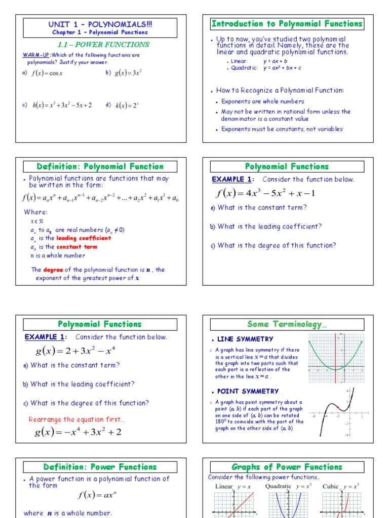 1.1 - Power Functions - ppt-2 | PDF | Polynomial | Function (Mathematics)
