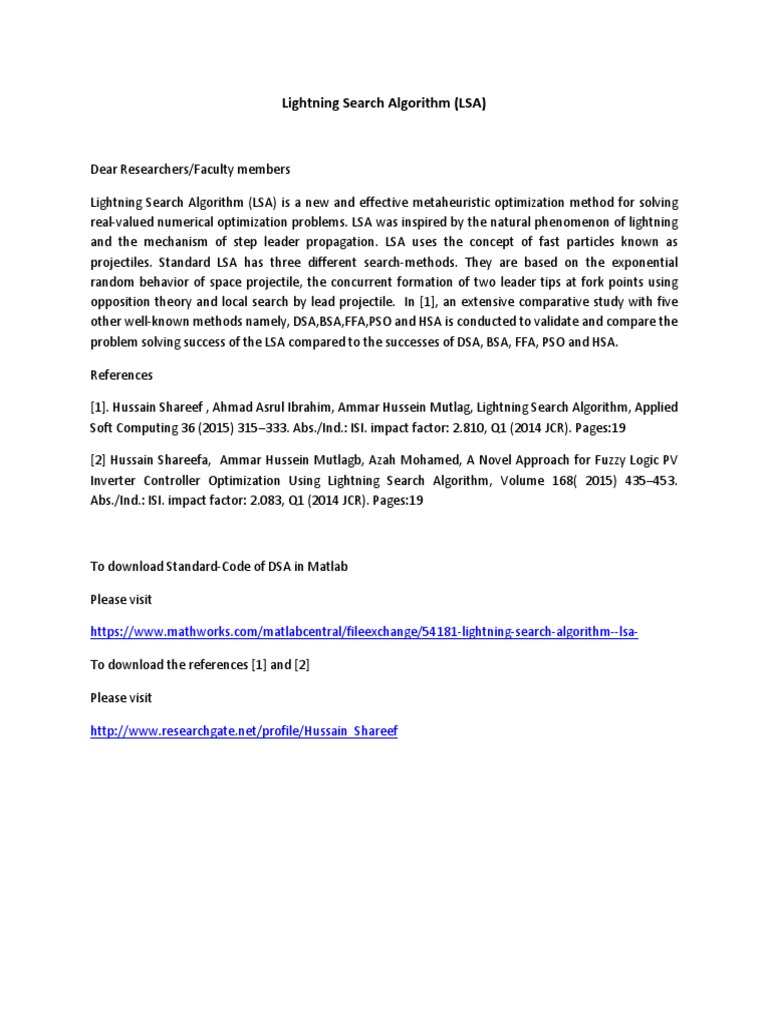 Lightning Search Algorithm | PDF