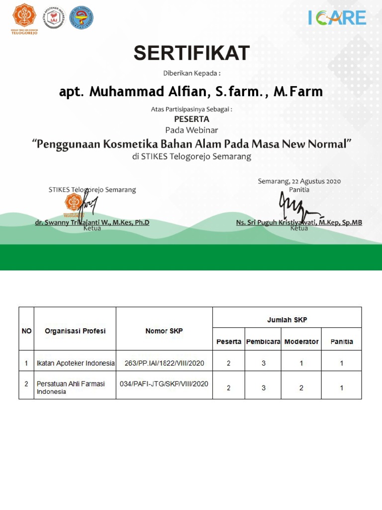 E Sertifikat Farm SKP Iai | PDF