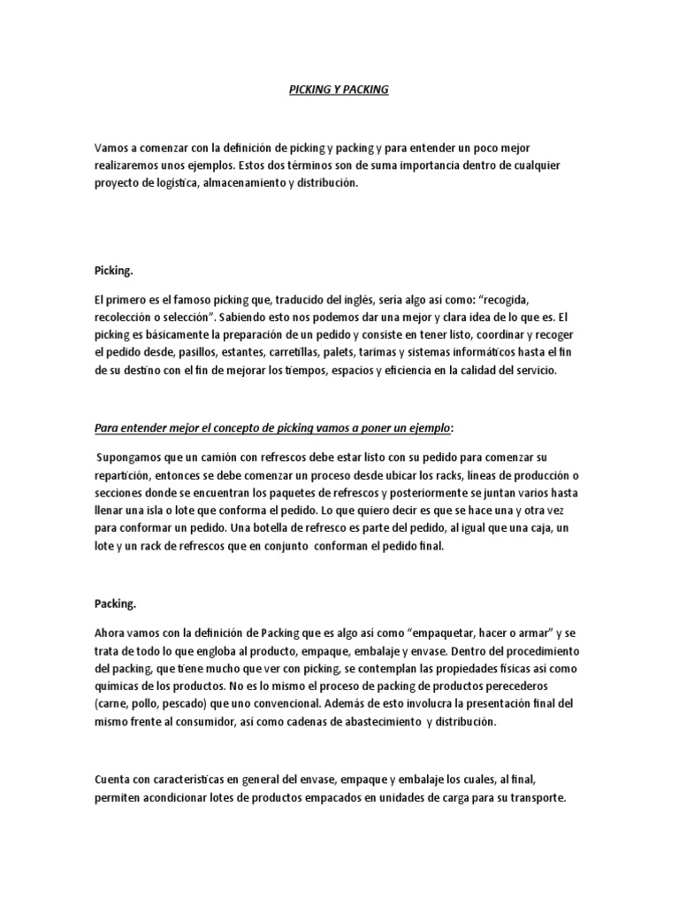 Picking y Packing | PDF | Logística | Almacén