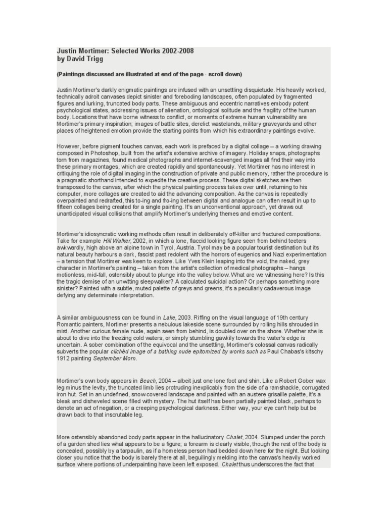 Justin Mortimer: Selected Works 2002-2008 by David Trigg | PDF ...