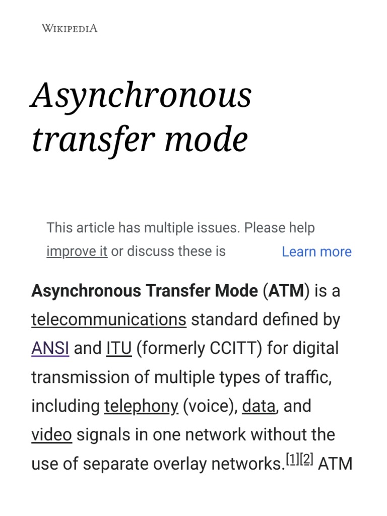 Asynchronous Transfer Mode (ATM) Is A | PDF | Asynchronous Transfer Mode | Computer Network