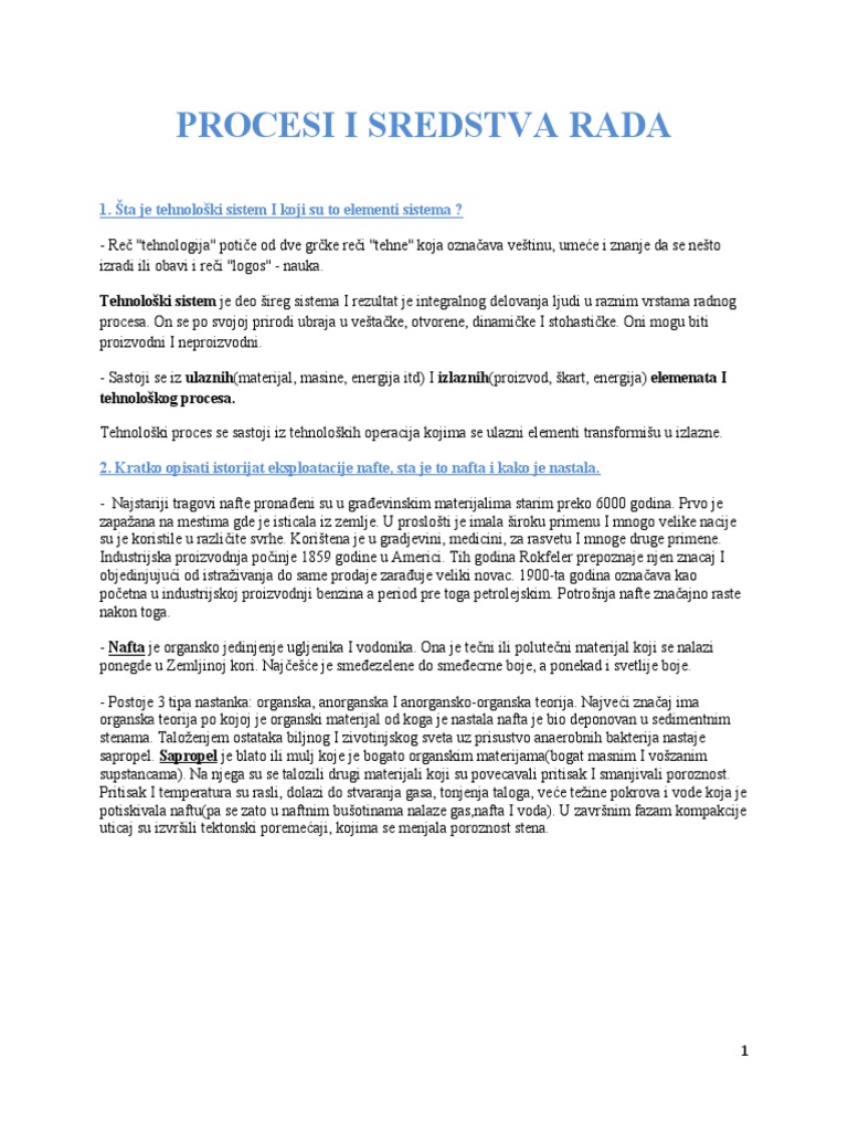 Procesi I Sredstva Rada | PDF