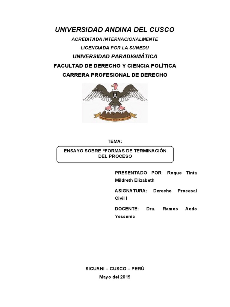 Formas de Terminación del Proceso Civil | PDF | Sentencia (ley) | Ley ...