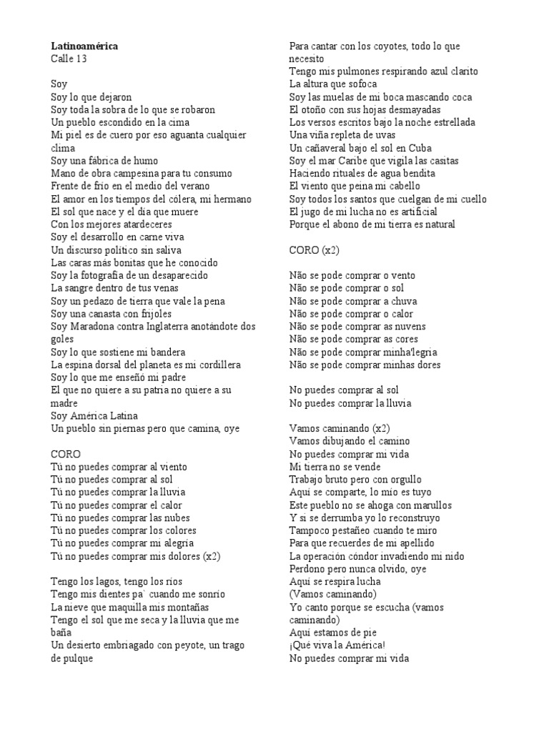 Calle 13 - Latinoamérica | PDF | Naturaleza