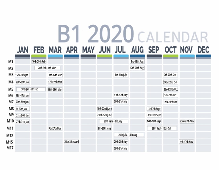 B1 2020 Calendar | PDF