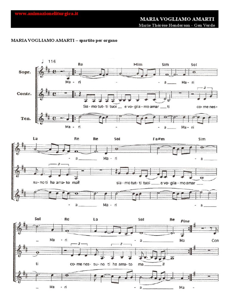 Maria Vogliamo Amarti Spartito PDF | PDF