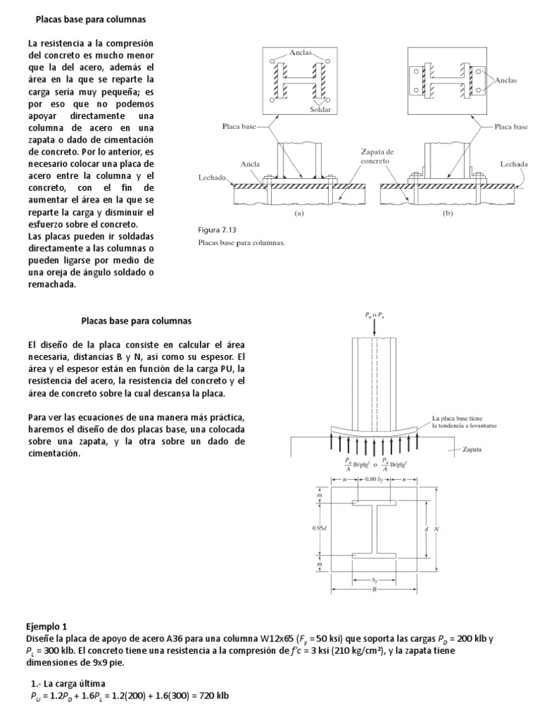 Placas Base para Columnas PDF | PDF | Fundación (Ingeniería) | Elementos arquitectónicos