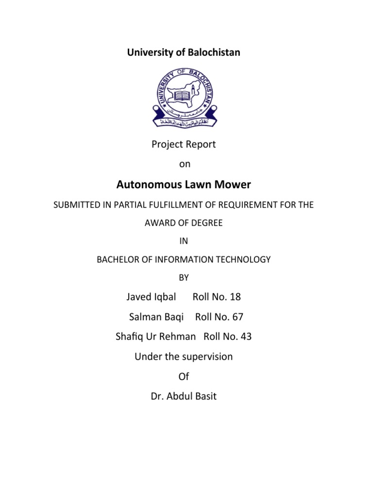 Autonomous Lawn Mower Project Report | PDF | Lawn Mower | Mower