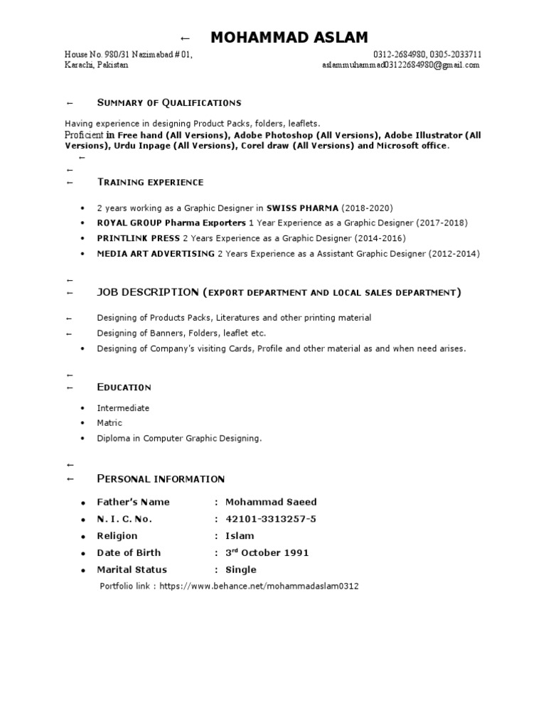 Resume Mohammad Aslam | PDF
