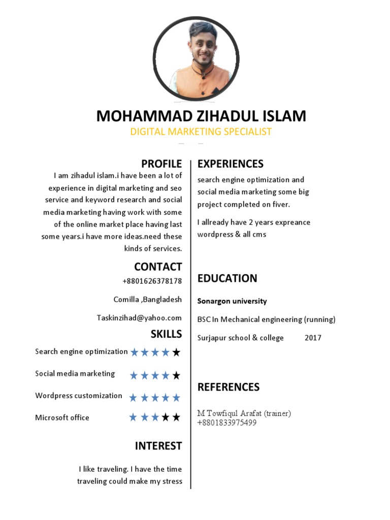 Zihadul Islam CV | PDF | Career & Growth