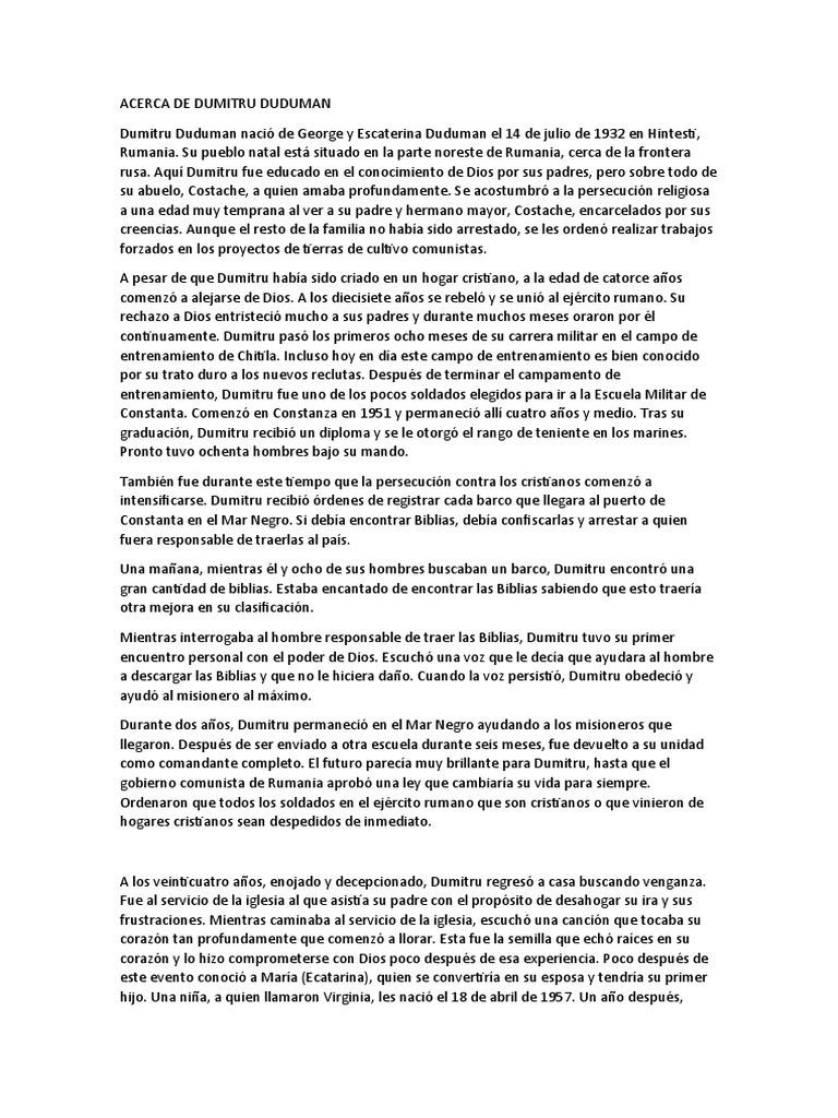 Profecias DUMITRU DUDUMAN | PDF | Oración | María, madre de Jesús