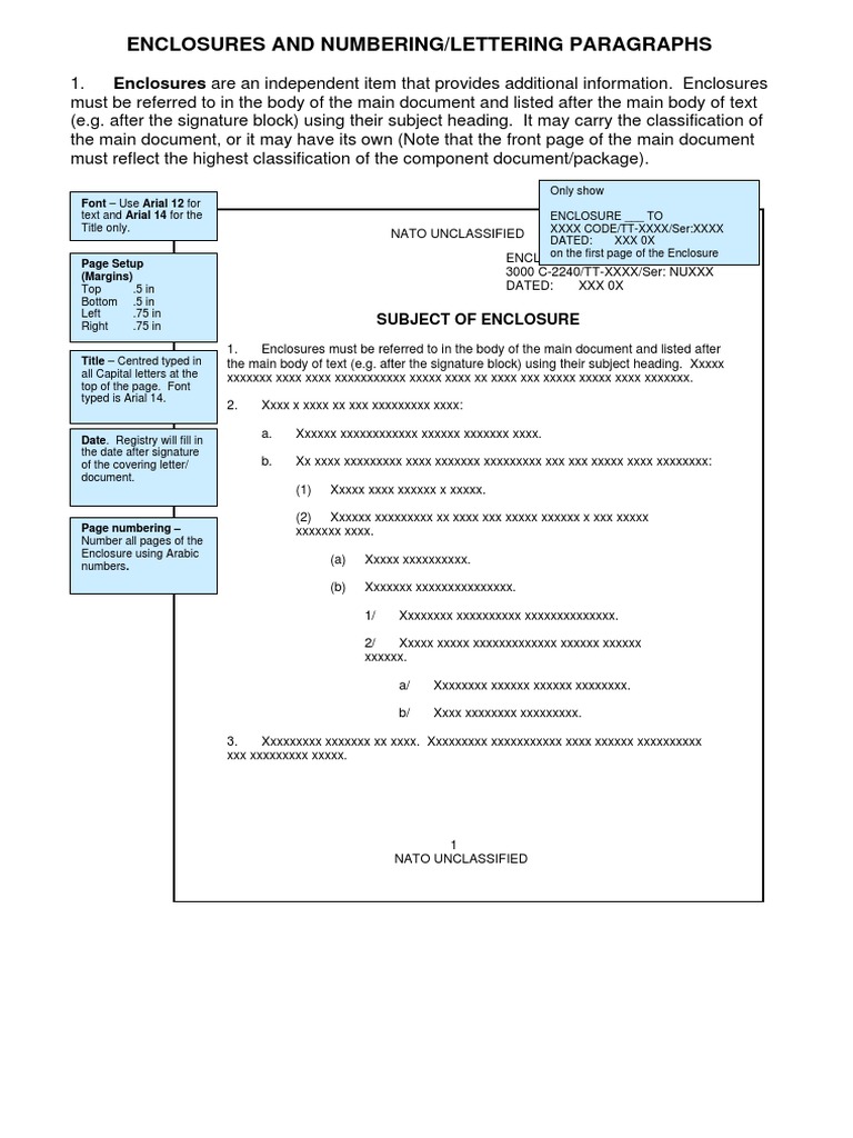Enclosures Template | PDF | Classified Information | Typography