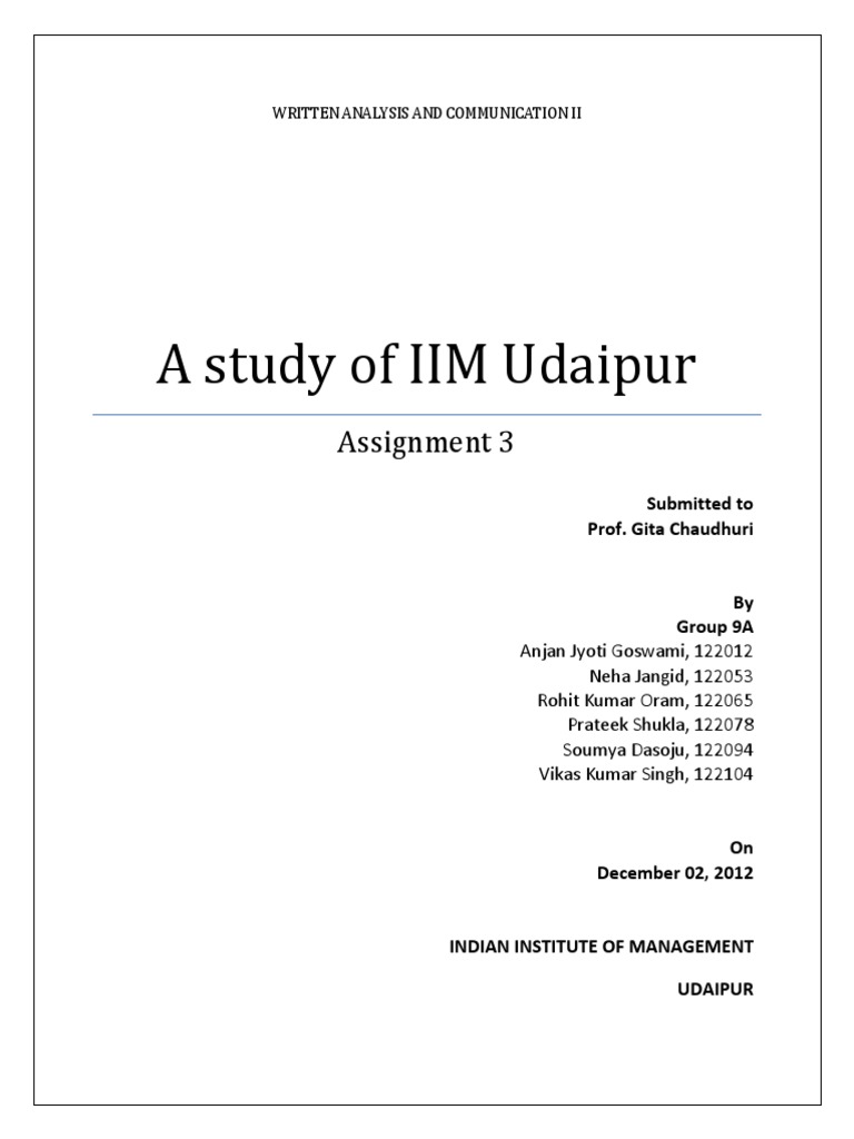 A Study of IIM Udaipur: Assignment 3 | Download Free PDF | Mentorship ...