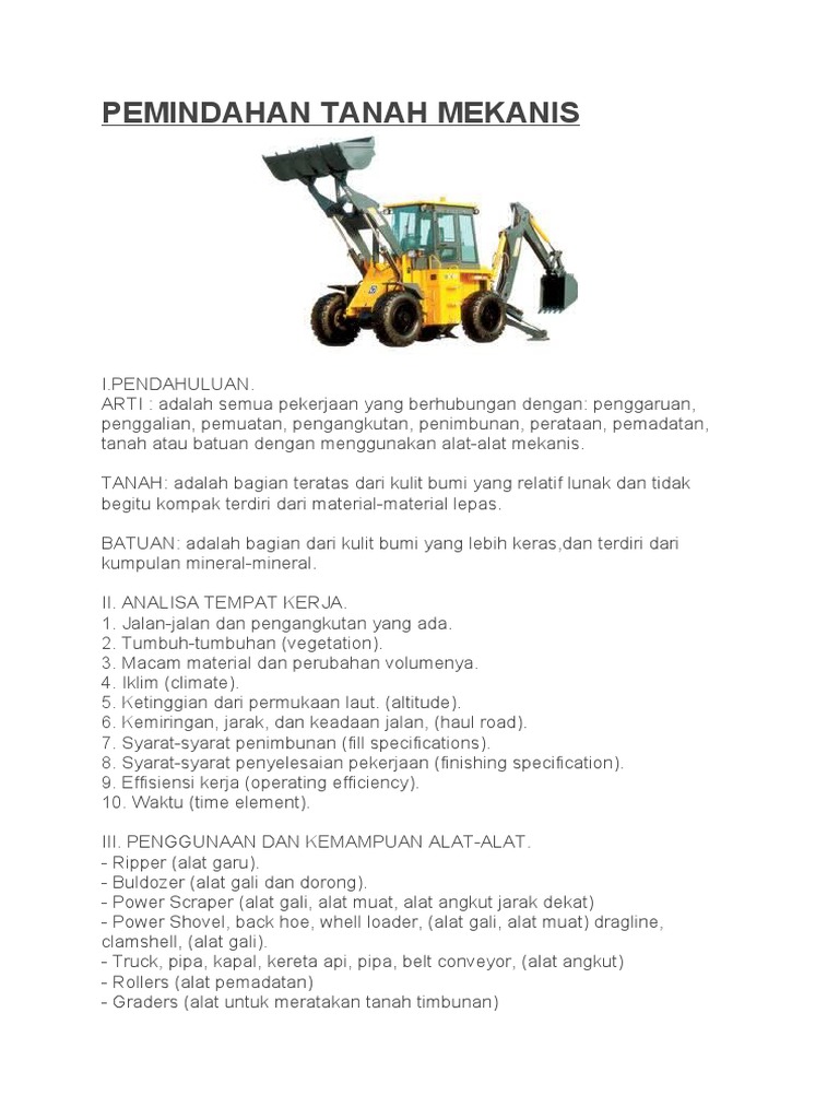 Pemindahan Tanah Mekanis | PDF