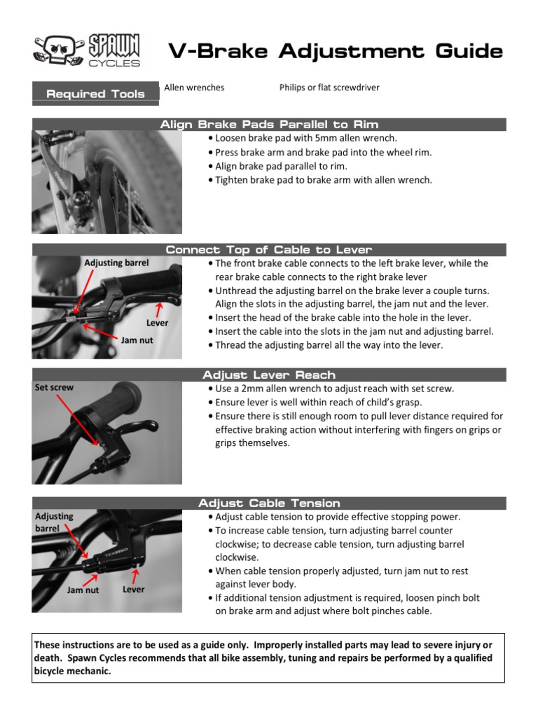 V-Brake Adjustment Guide: Required Tools | PDF | Nut (Hardware) | Screw