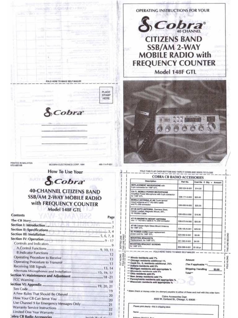 Manual COBRA148F GTL | PDF