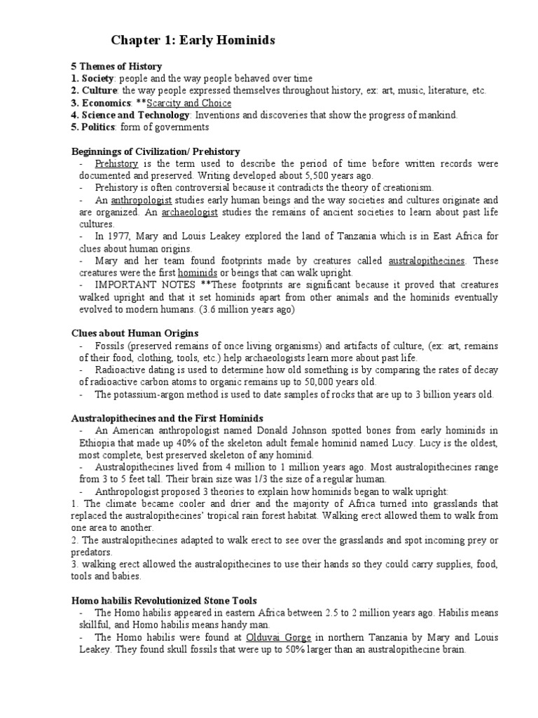 Chapter 1: Early Hominids | PDF | Sumer | Babylon