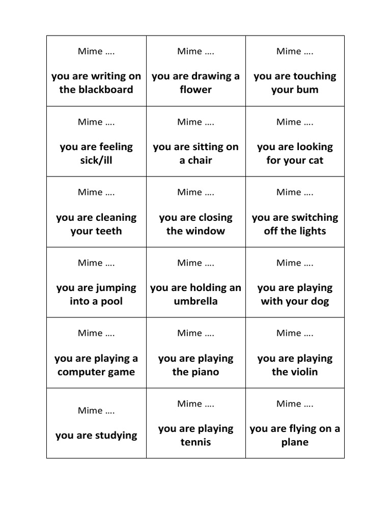 Miming Games and Activities Guide | PDF