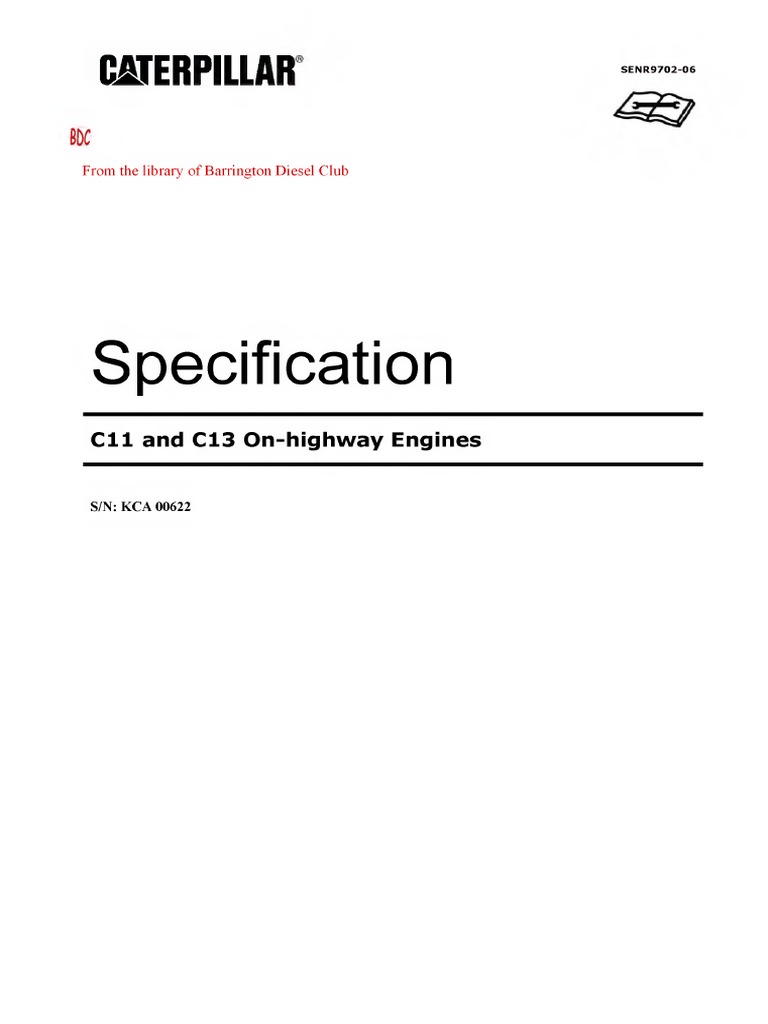 CAT C13 Specification Manual | Cylinder (Engine) | Turbocharger