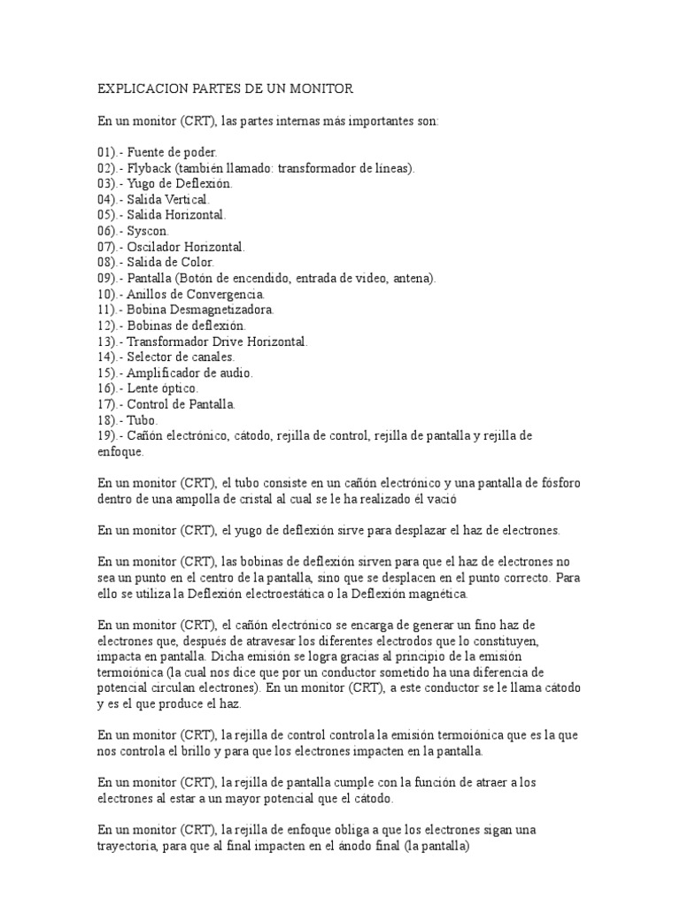 Explicacion Partes de Un Monitor | PDF