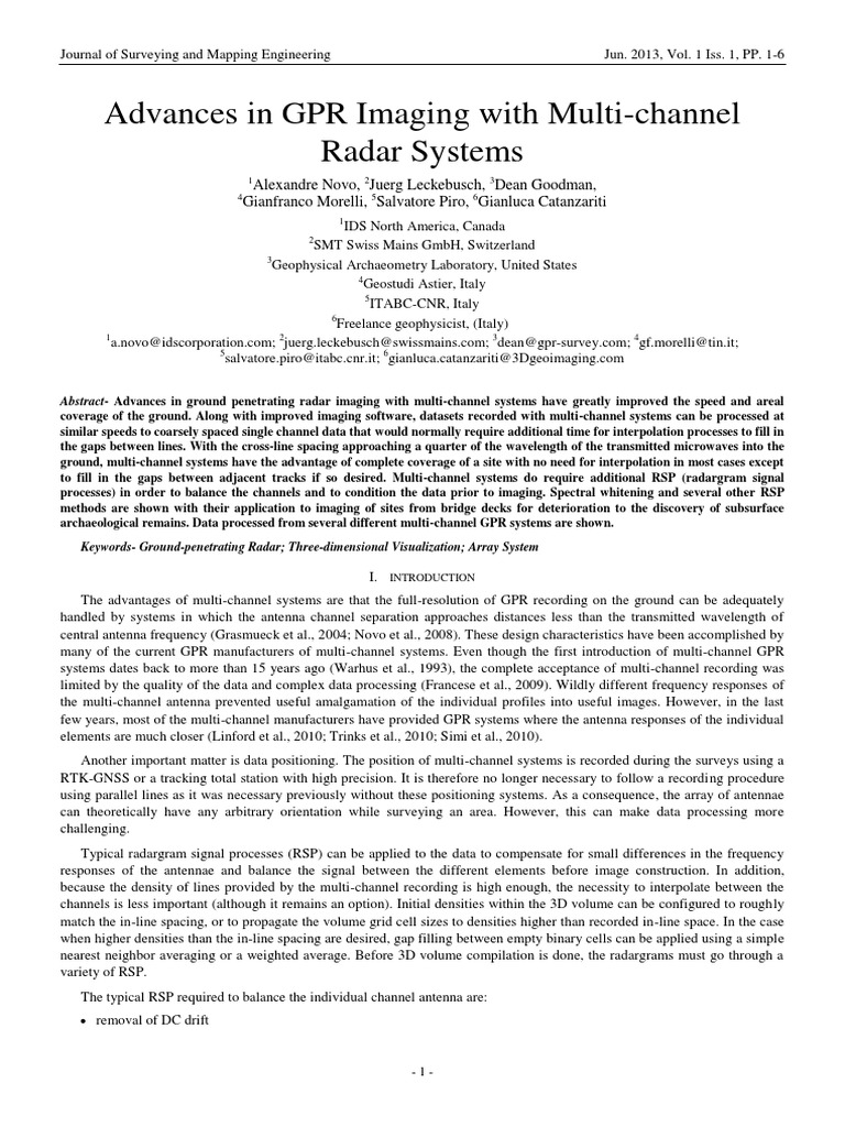 Advances in GPR Imaging With Multi-Channel Radar Systems | PDF ...