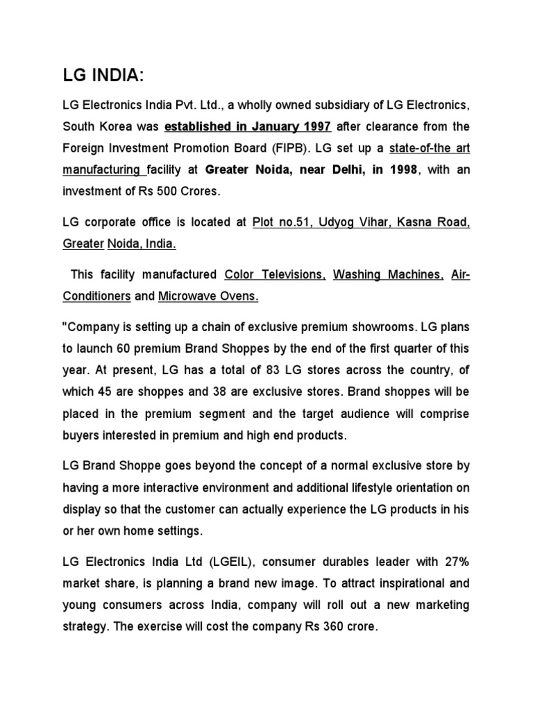 LG India | PDF | Lg Corporation | Brand