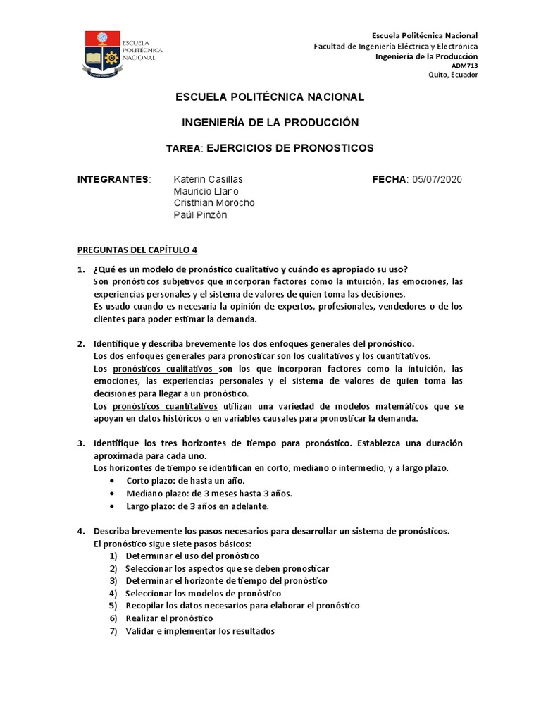 Ejercicios Cap4 Pronosticos | PDF | Series de tiempo | Análisis de regresión