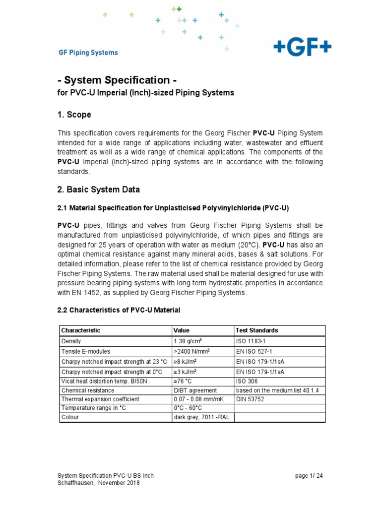 Gfps System Specification PVC U Bs Inch en | PDF | Flow Measurement | Valve