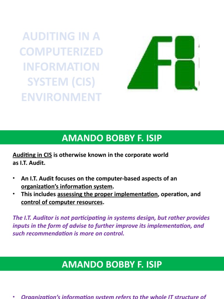 Auditing in A Computerized Information System (Cis) Environment | PDF | File Transfer Protocol ...