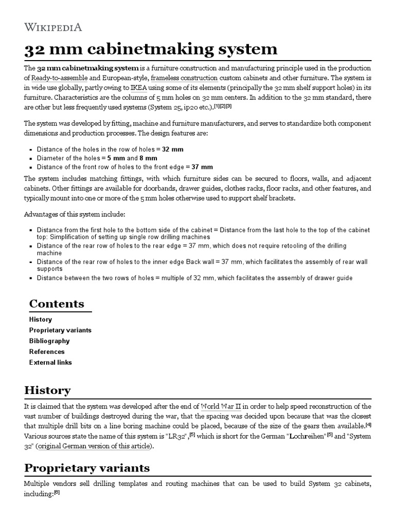 32 MM Cabinetmaking System - Wikipedia | PDF