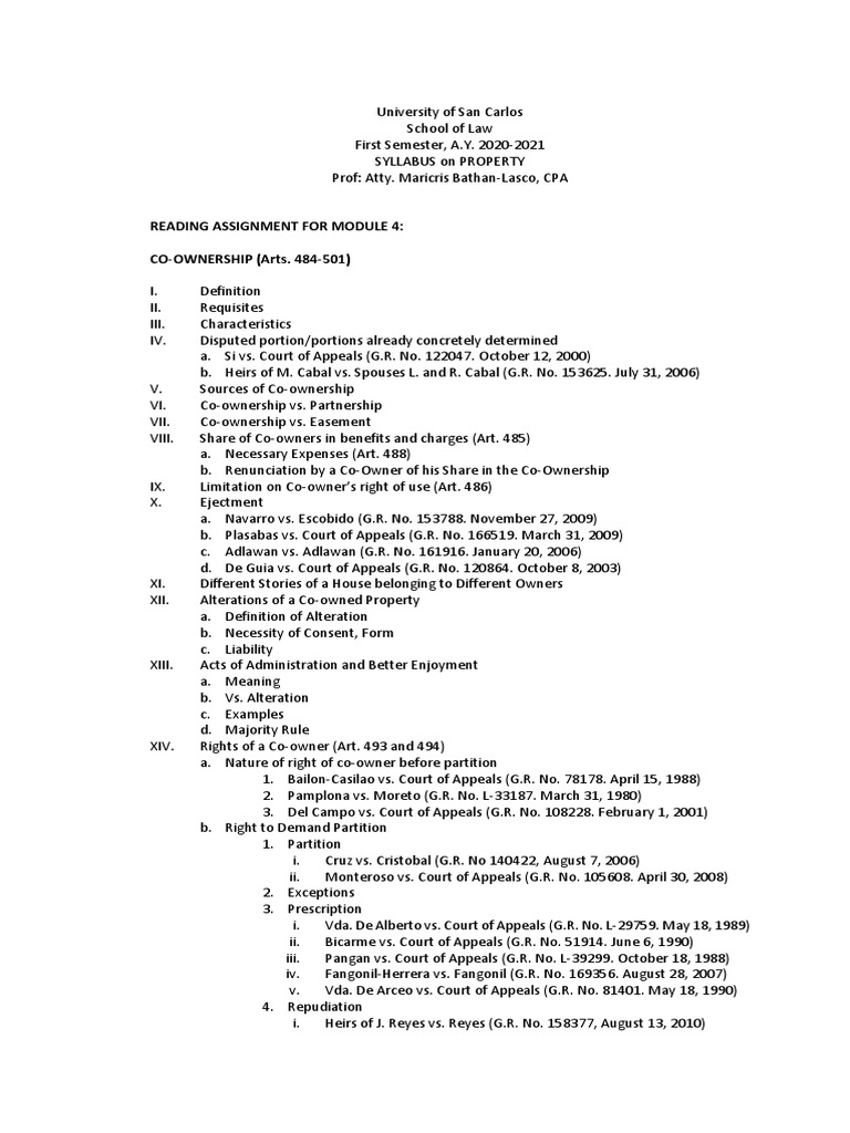 Reading Assignment For Module 4-Co-Ownership | PDF | Concurrent Estate ...