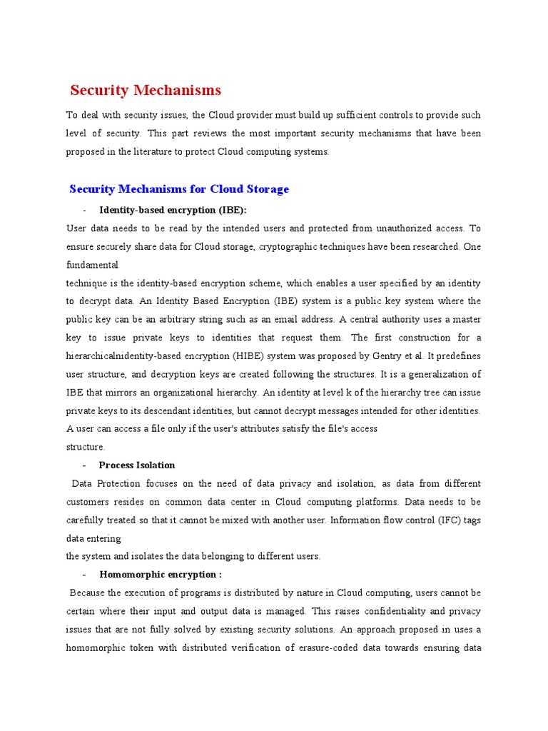 Security Mechanisms For Cloud Storage | Download Free PDF | Public Key Cryptography | Encryption