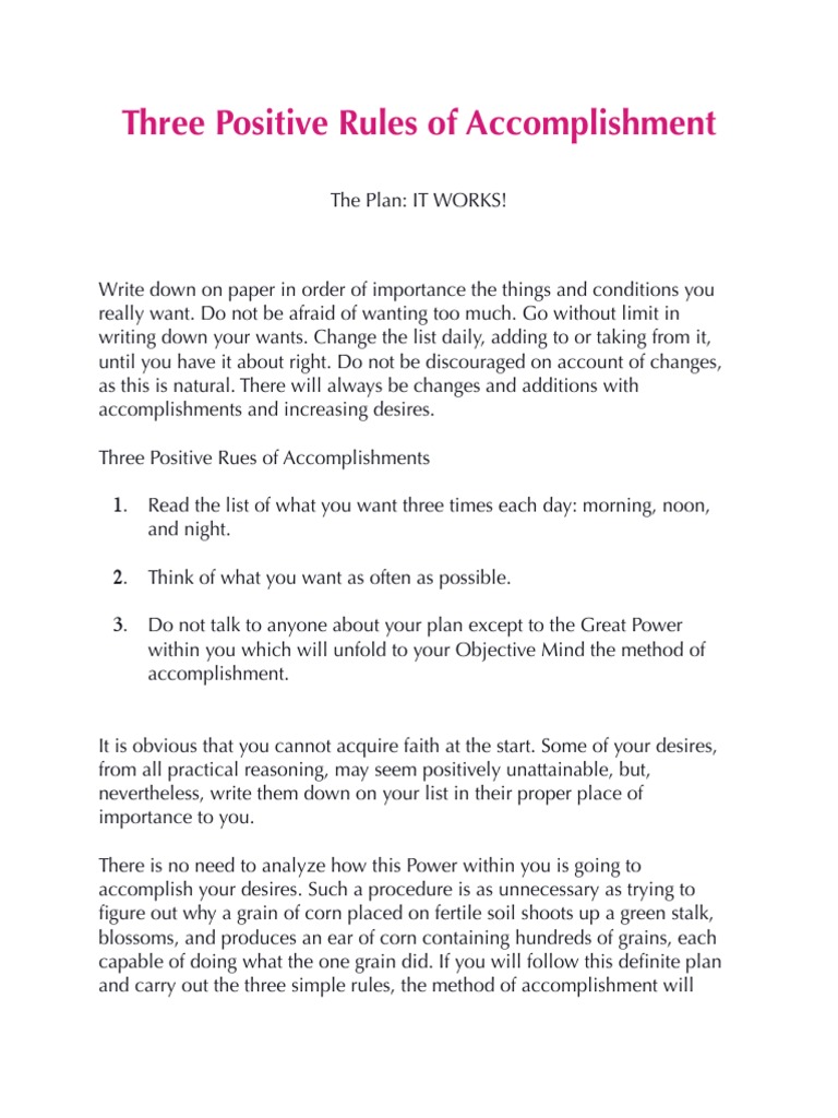 Three Positive Rules for Achieving Your Goals Through Focused Desire ...