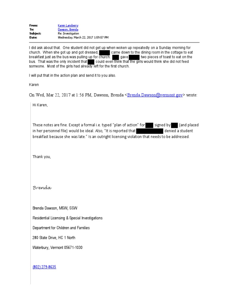 2017.03.22 Email Re - Investigation - Redacted PDF | PDF