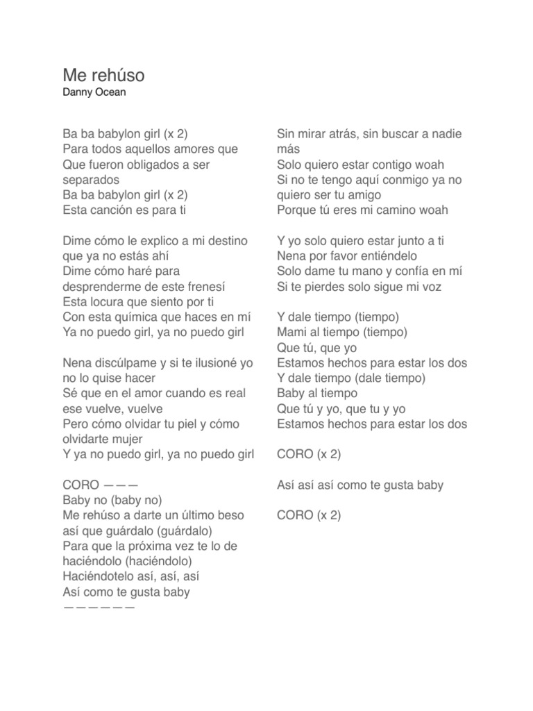 Canción - Me Rehúso | PDF | Poesía
