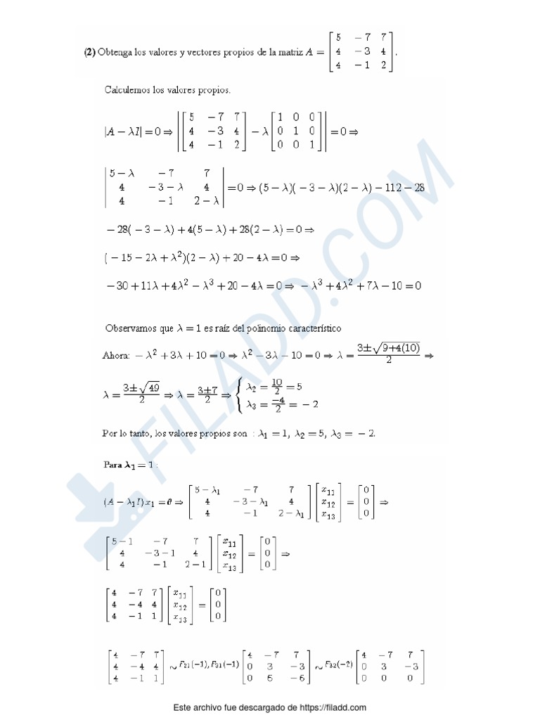 Ejercicios Resueltos (Valores y Vectores Propios) | PDF | Valores propios y vectores propios ...