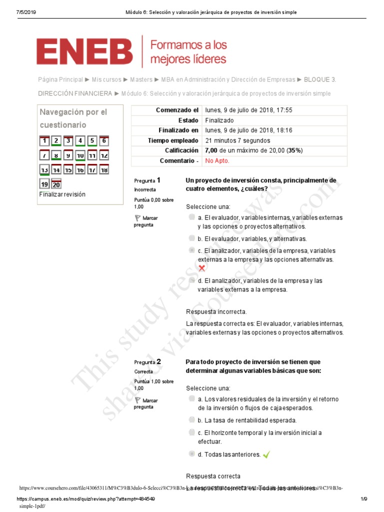 M Dulo 6 Selecci N y Valoraci N Jer Rquica de Proyectos de Inversi N Simple 1 PDF | PDF | Valor ...