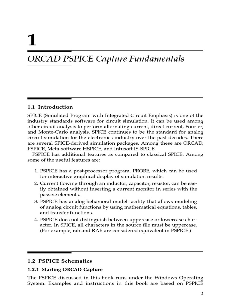 Orcad Pspice Capture Fundamentals | PDF