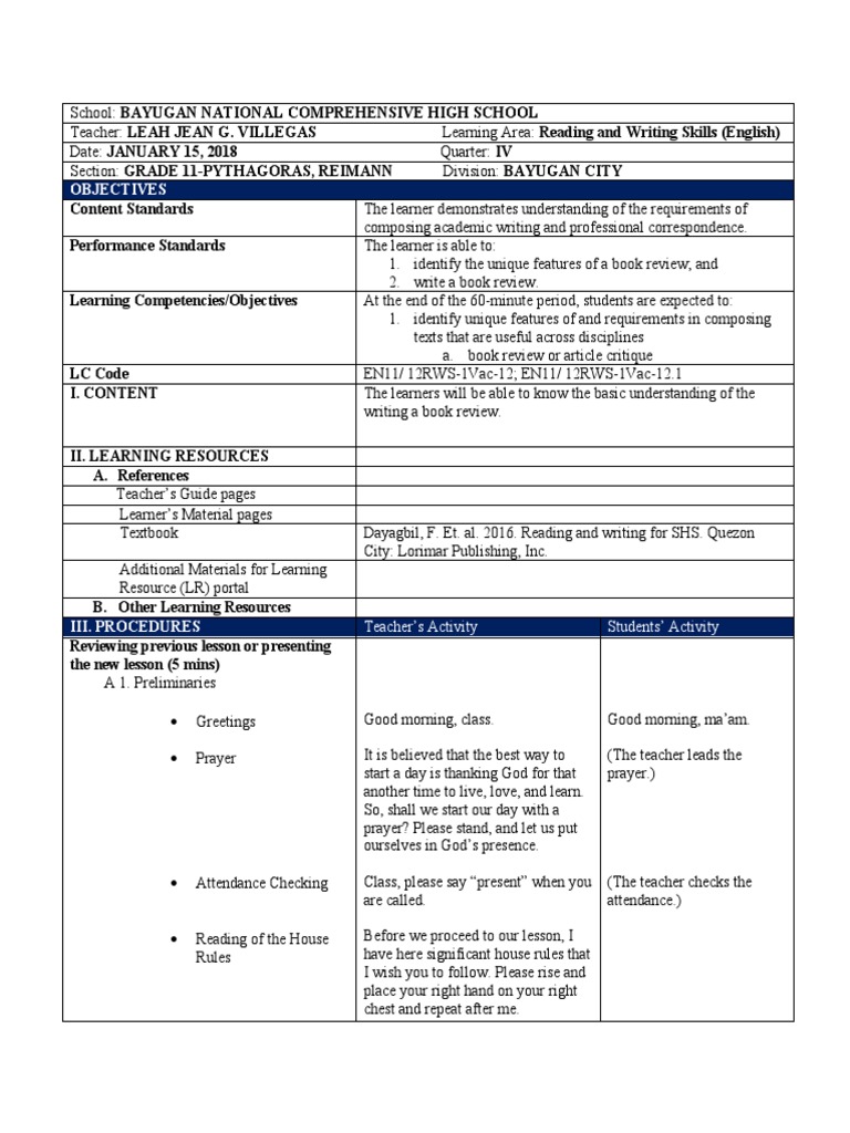 Objectives: Content Standards Performance Standards | PDF | Books | Argument