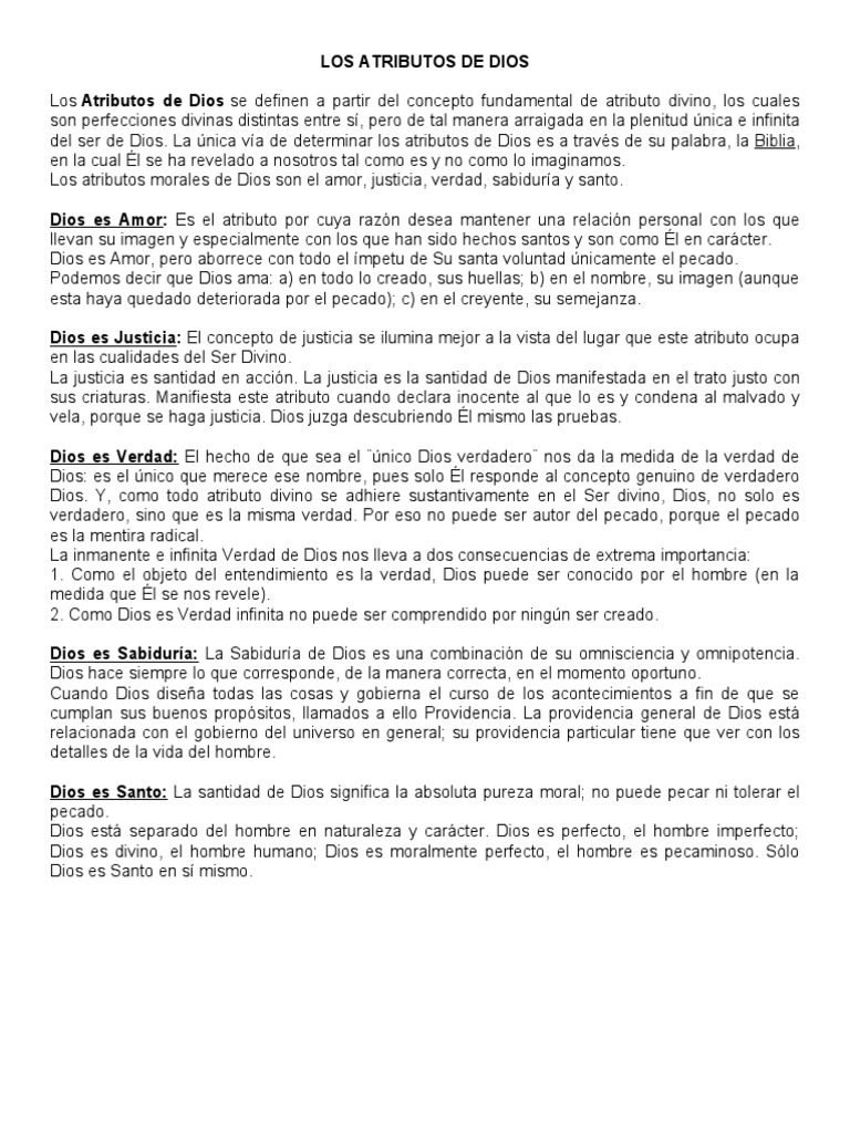 Los Atributos de Dios | PDF | Dios | Pecado