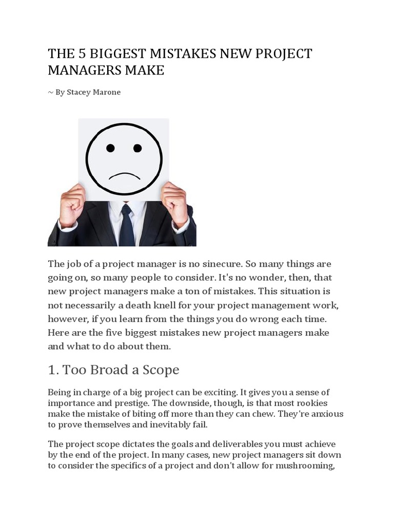 Five Common Mistakes of New Project Managers and How to Avoid Them ...