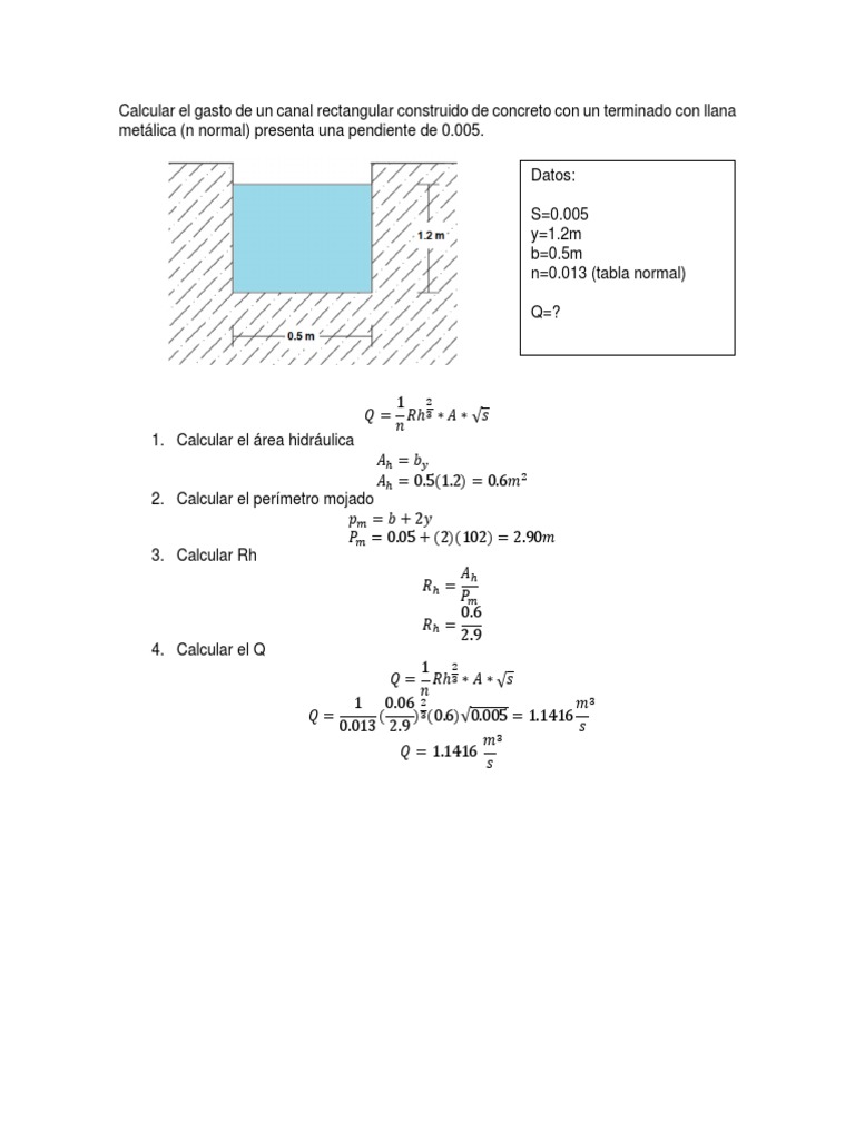 Ejercicio Hidraulica de Canales 3 | PDF